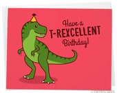 T-rex Birthday Card have A T-rexcellent Birthday | Etsy