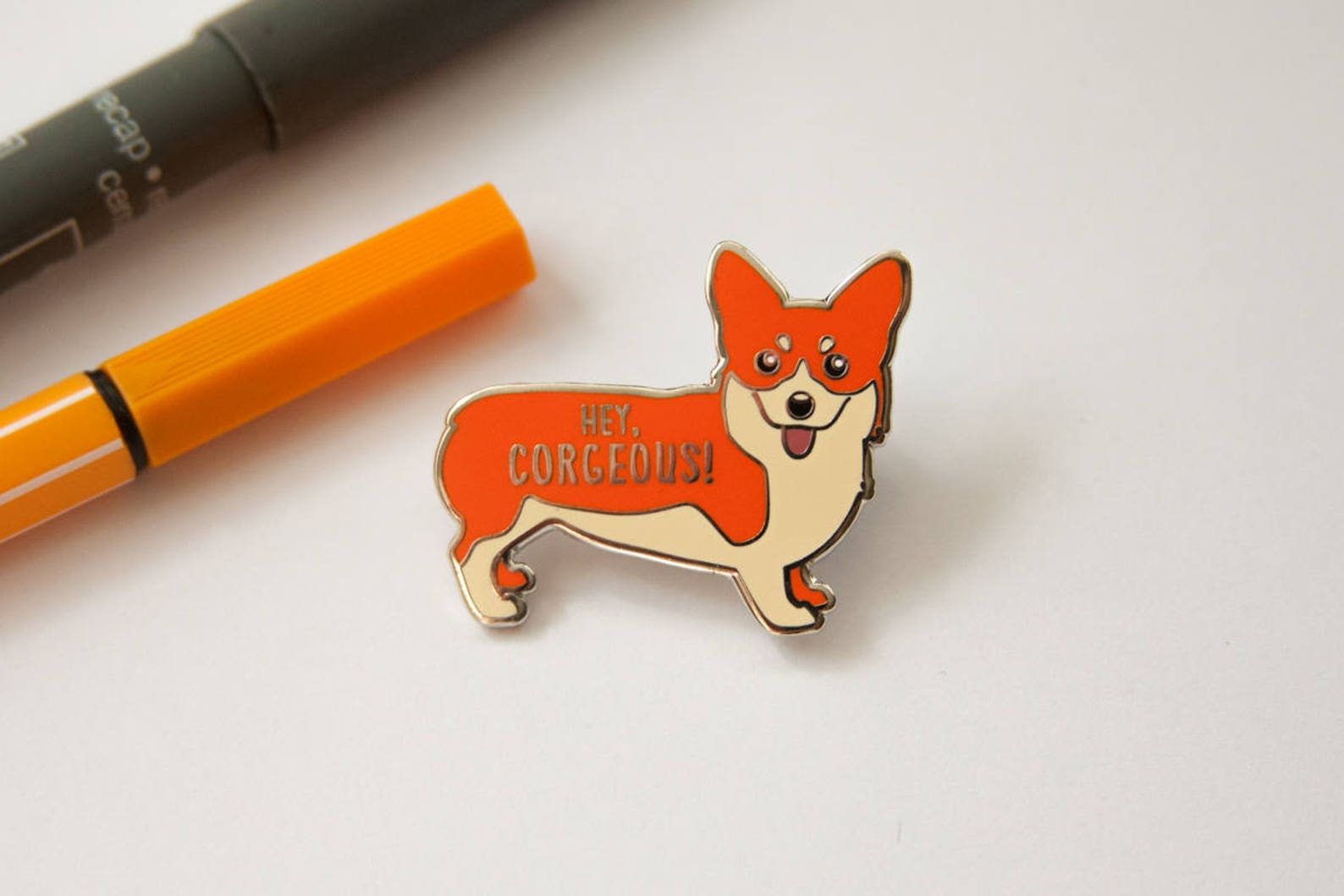 Corgi Hard Enamel Pin Hey Corgeous Pun Cute Corgi Gifts | Etsy