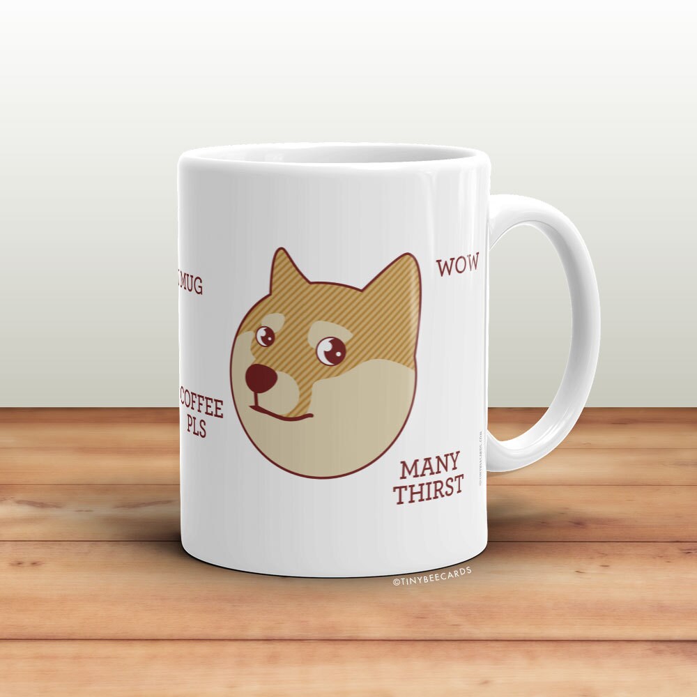 Funny Doge Mug Internet Meme Shibe Doge Wow Coffee Plz - Etsy