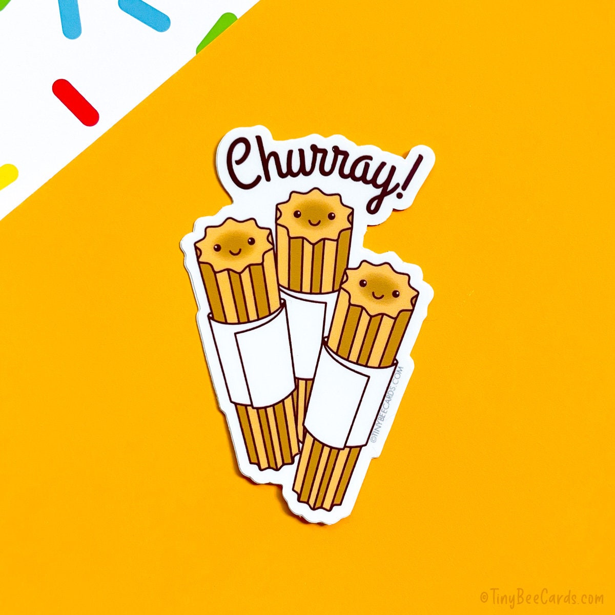 Funny Churro Vinyl Sticker "churray!" – Kawaii Food Pun Decal - Etsy