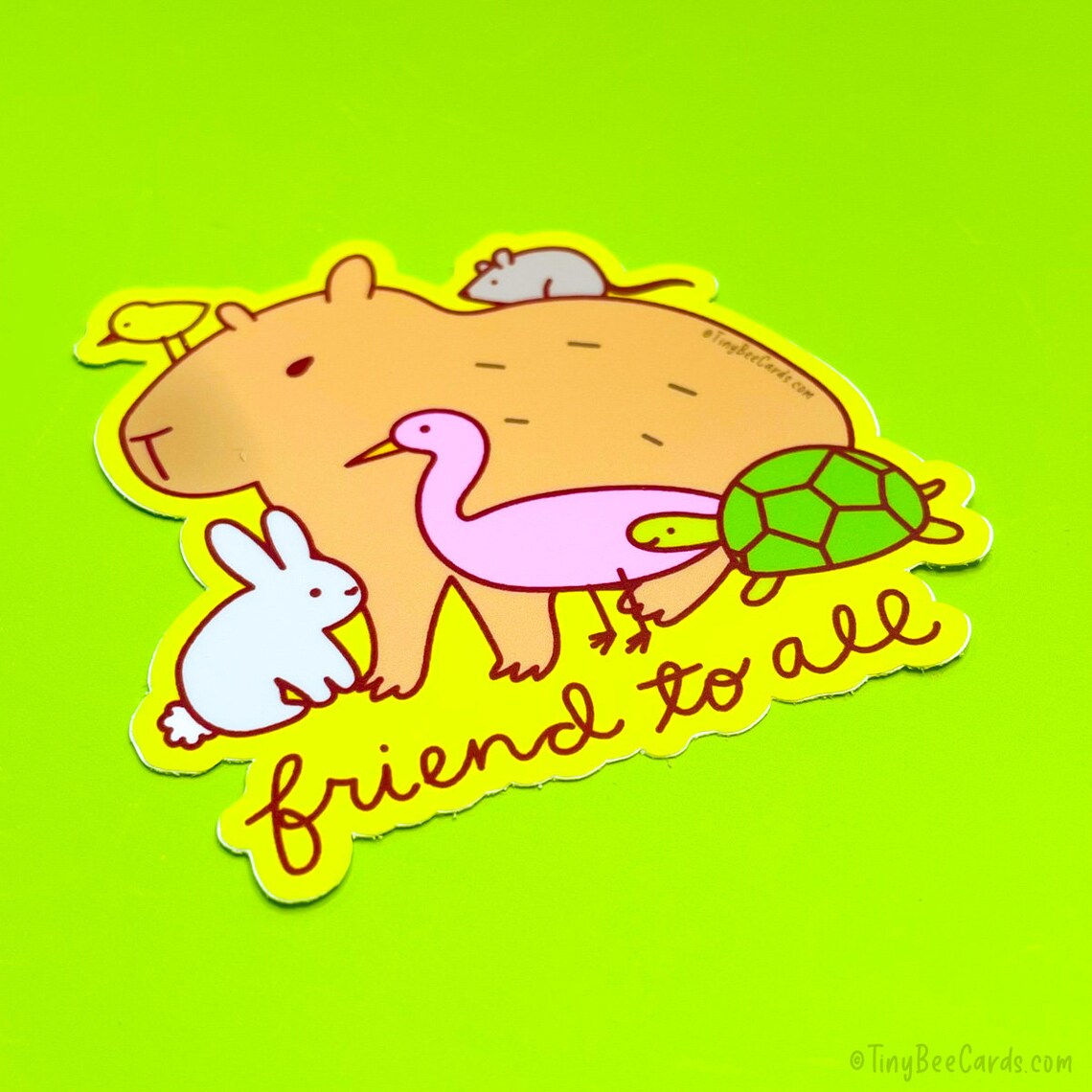Capybara Friend to All Vinyl Sticker - Friendship and Inclusivity ...