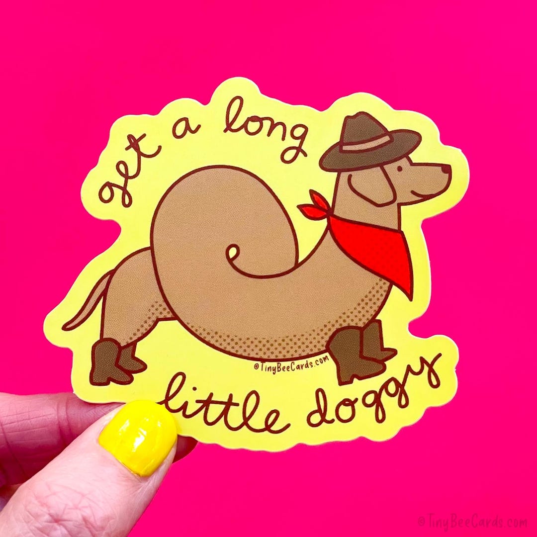 Cowboy Doxie Vinyl Sticker "get A Long Little Doggy" - Western ...