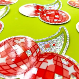 Cherry Disco Balls Glitter Vinyl Sticker - Etsy