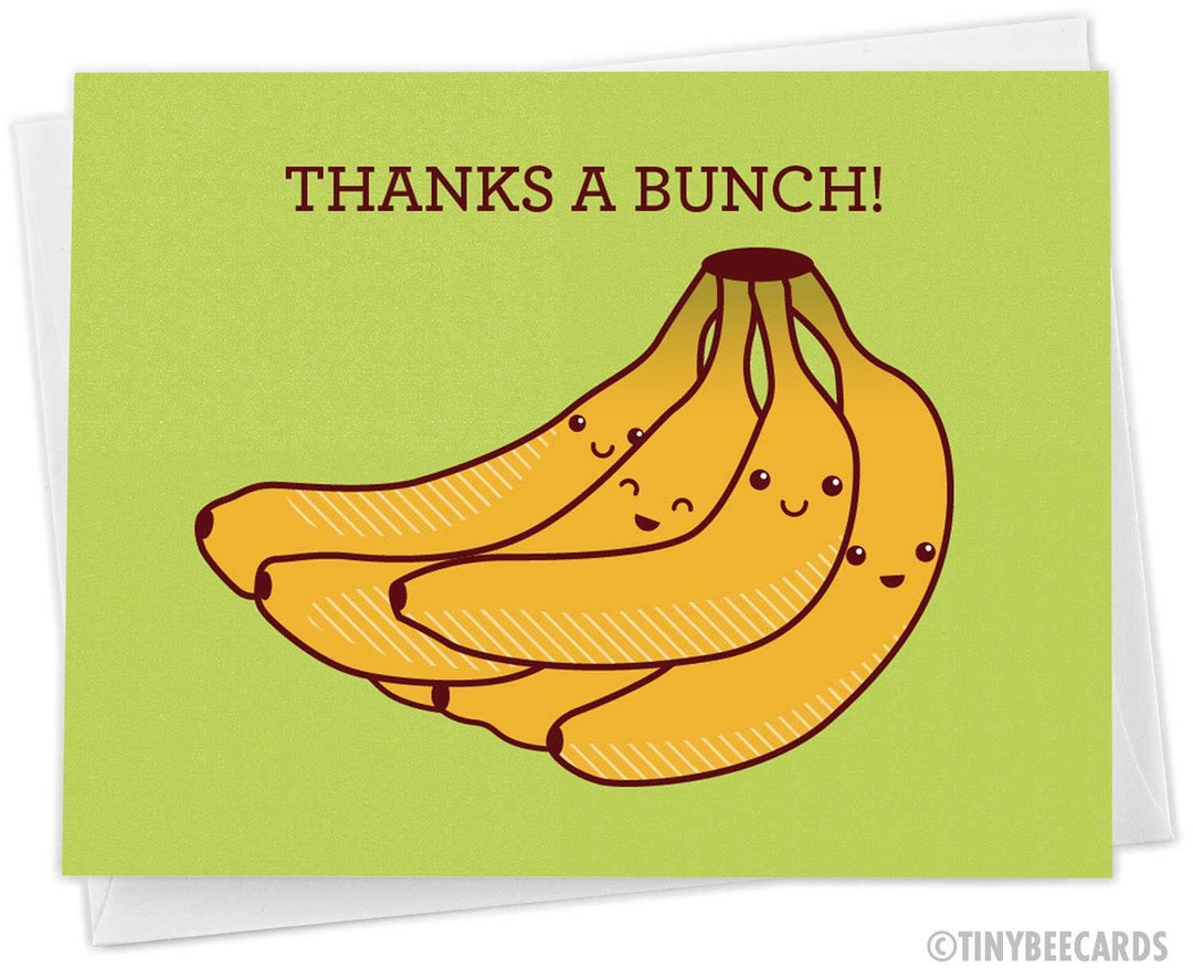 Thank You Card Thanks a Bunch Bananas Card, Thanks Card, Pun Card ...