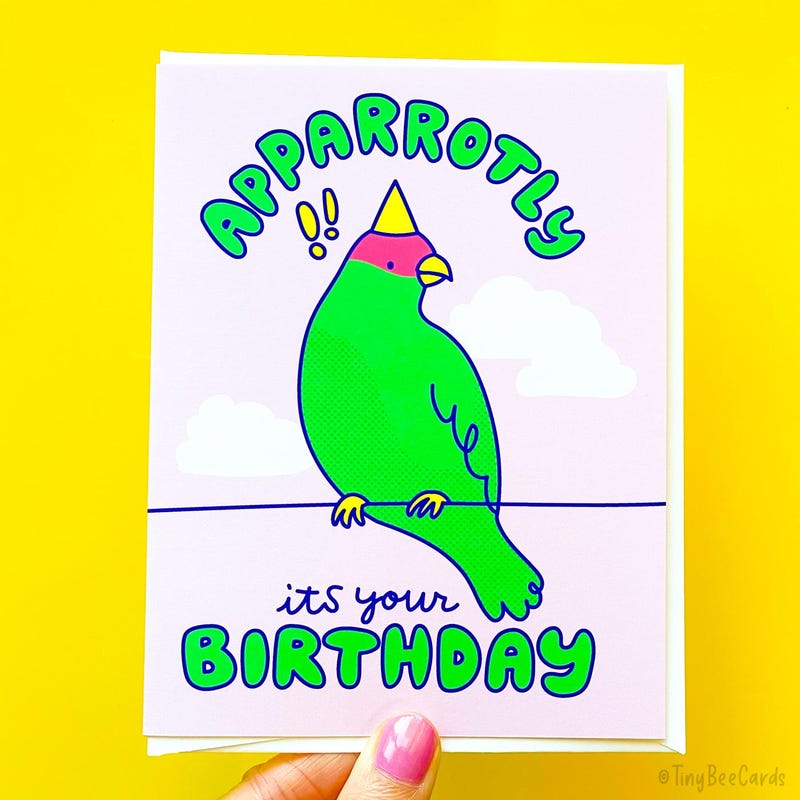 Parrot Art Greeting Card - Etsy