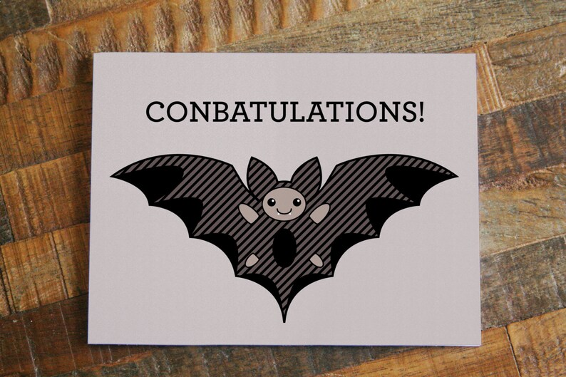 Conbatulations Bat Greeting Card Congratulations Animal Card - Etsy