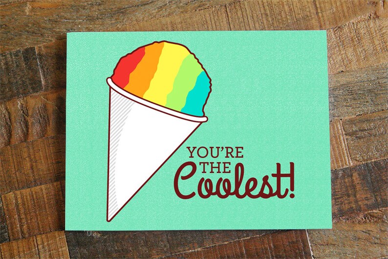 Snow Cone Card you're the Coolest Thinking - Etsy