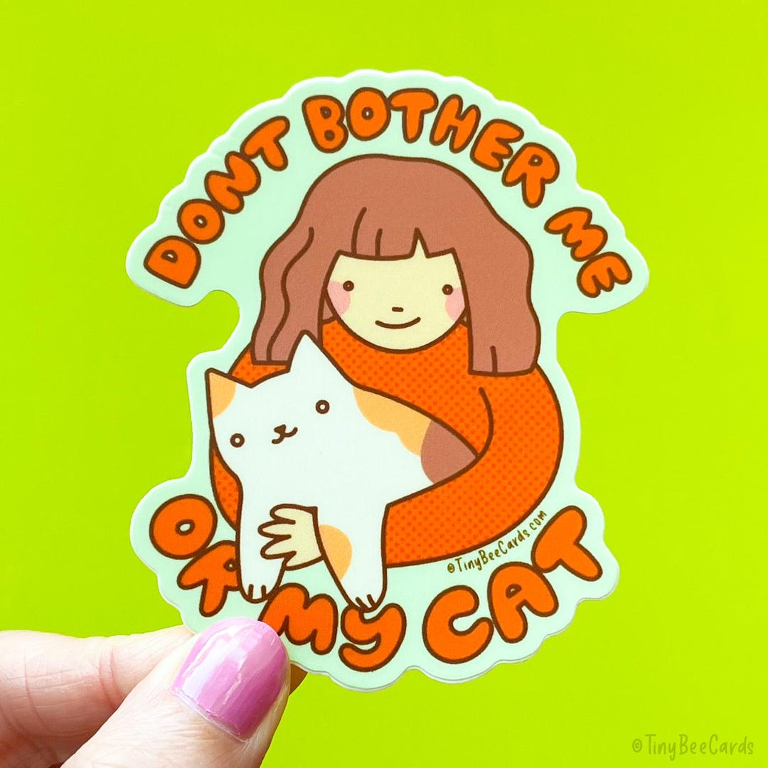 Don't Bother Me or My Cat Vinyl Sticker, Cat Lover Gift, Introvert ...