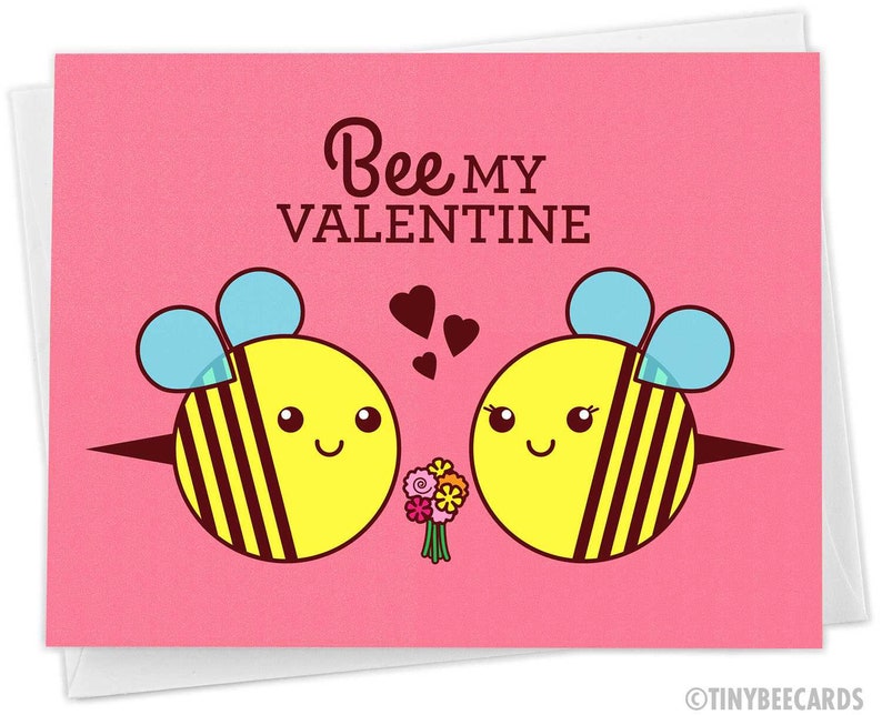 Valentines Day Card bee My Valentine Cute Bees - Etsy