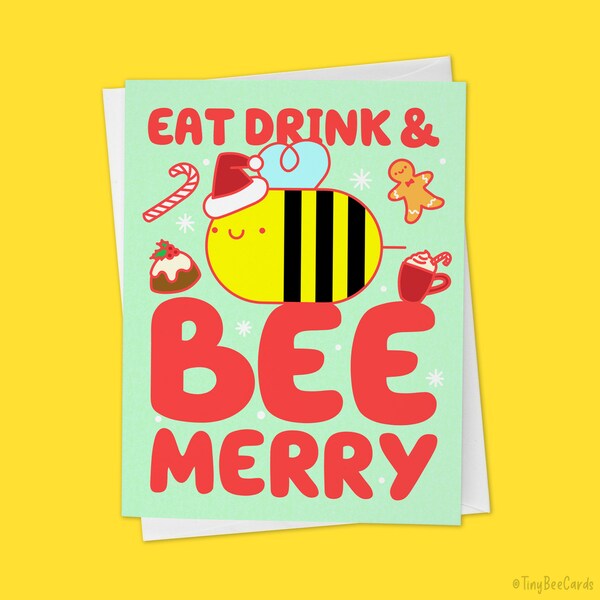 Bee Christmas Card - Etsy UK