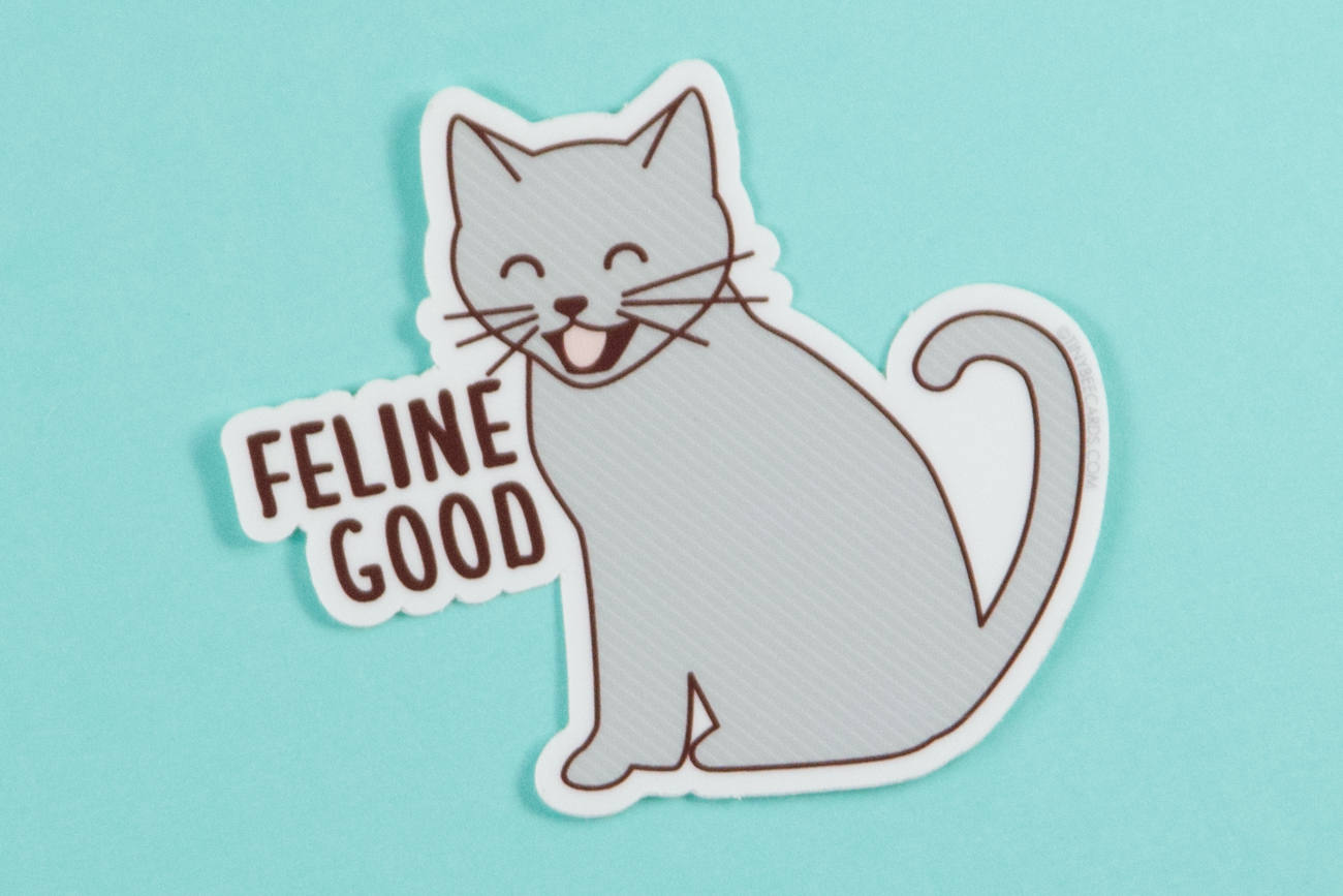 Funny Cat Vinyl Sticker "feline Good" - Cat Lover Sticker, Funny Cat ...