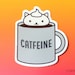 Coffee Cat Vinyl Sticker "catfeine" - Coffee Sticker, Caffeine Cat Pun ...