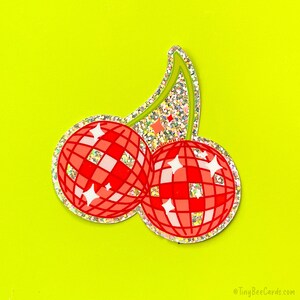 Cherry Disco Balls Glitter Vinyl Sticker - Etsy