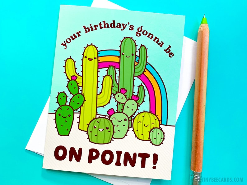 Cactus Birthday Card on Point Cute Kawaii Cacti - Etsy