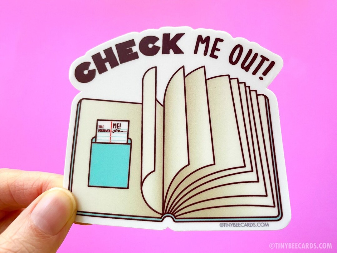 CLEARANCE Library and Book Lover Vinyl Sticker check Me Out Funny Vinyl Sticker for Water Bottle ...