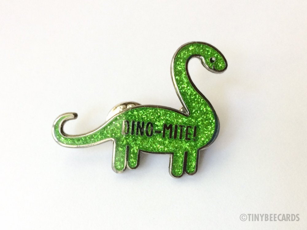 Dino-mite Dinosaur Hard Enamel Pin Brontosaurus Lapel Pin | Etsy