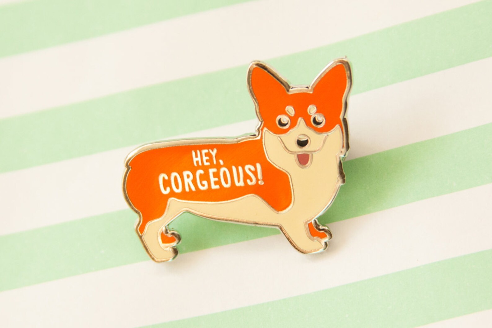 Corgi Hard Enamel Pin Hey Corgeous Pun Cute Corgi Gifts | Etsy