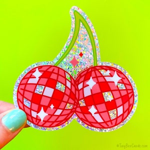Cherry Disco Balls Glitter Vinyl Sticker - Etsy