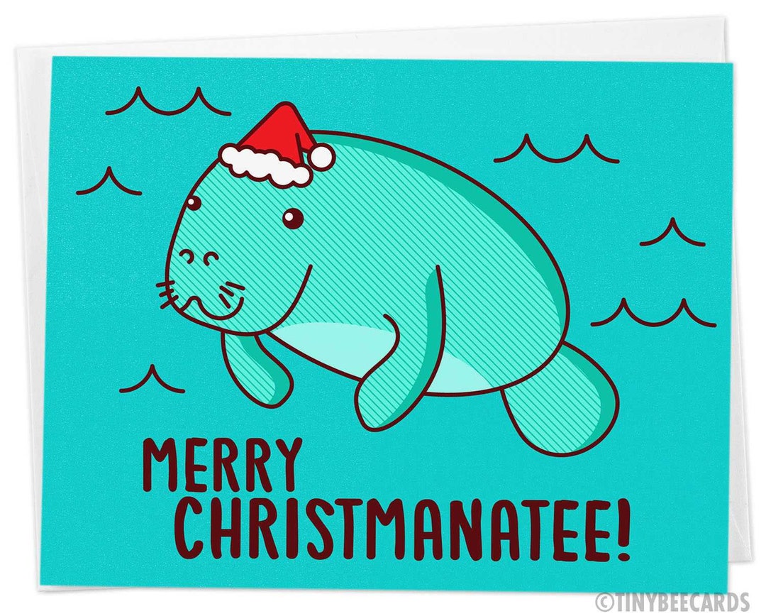 Funny Manatee Christmas Card "merry Christmanatee" - Cute Holiday Card ...