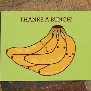 Thank You Card Thanks a Bunch Bananas Card, Thanks Card, Pun Card ...