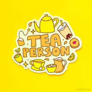 Tea Person Vinyl Sticker, Gift for Tea Lover, Green Black Iced Boba Etc ...