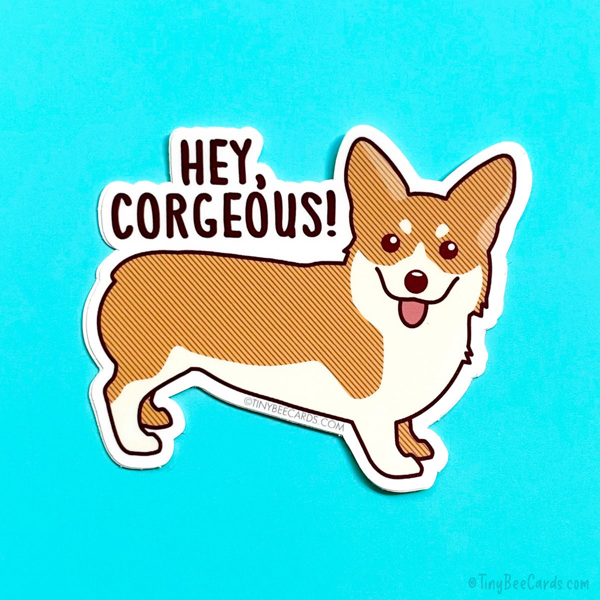 Funny Corgi Vinyl Sticker hey Corgeous Cute - Etsy