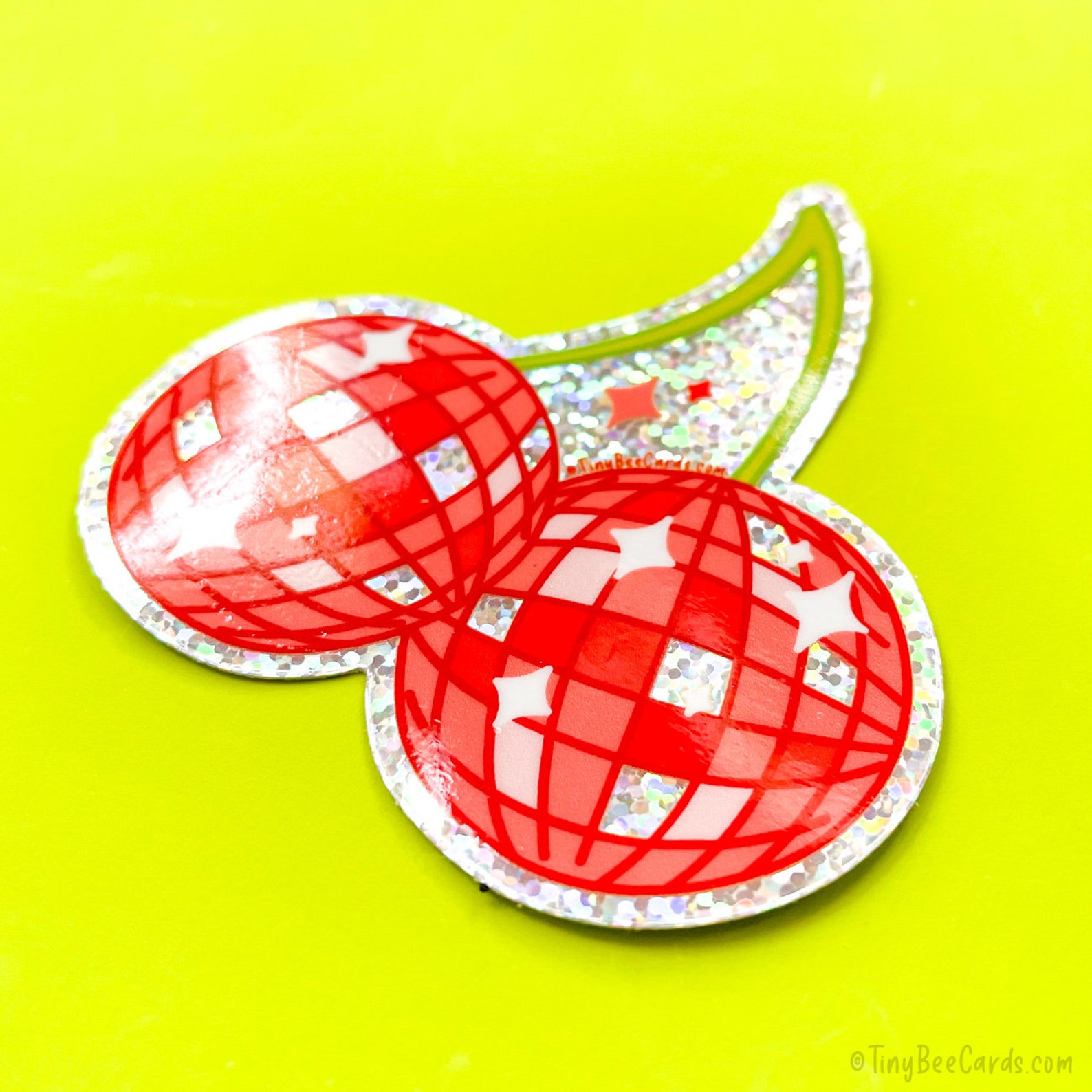 Cherry Disco Balls Glitter Vinyl Sticker - Etsy
