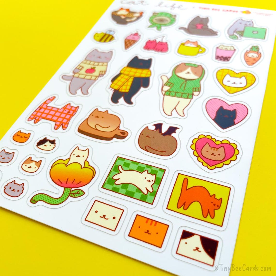Cat Life Vinyl Sticker Sheet - Cute Cat Lover Waterproof Decals - Etsy