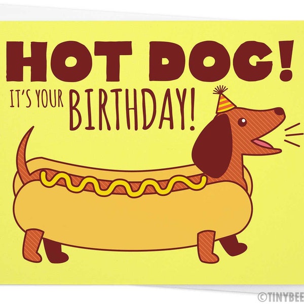 Hot Dog Happy Birthday Card - Etsy
