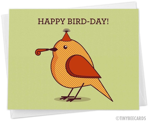 Cute Birthday Card happy Bird-day Funny Birthday - Etsy