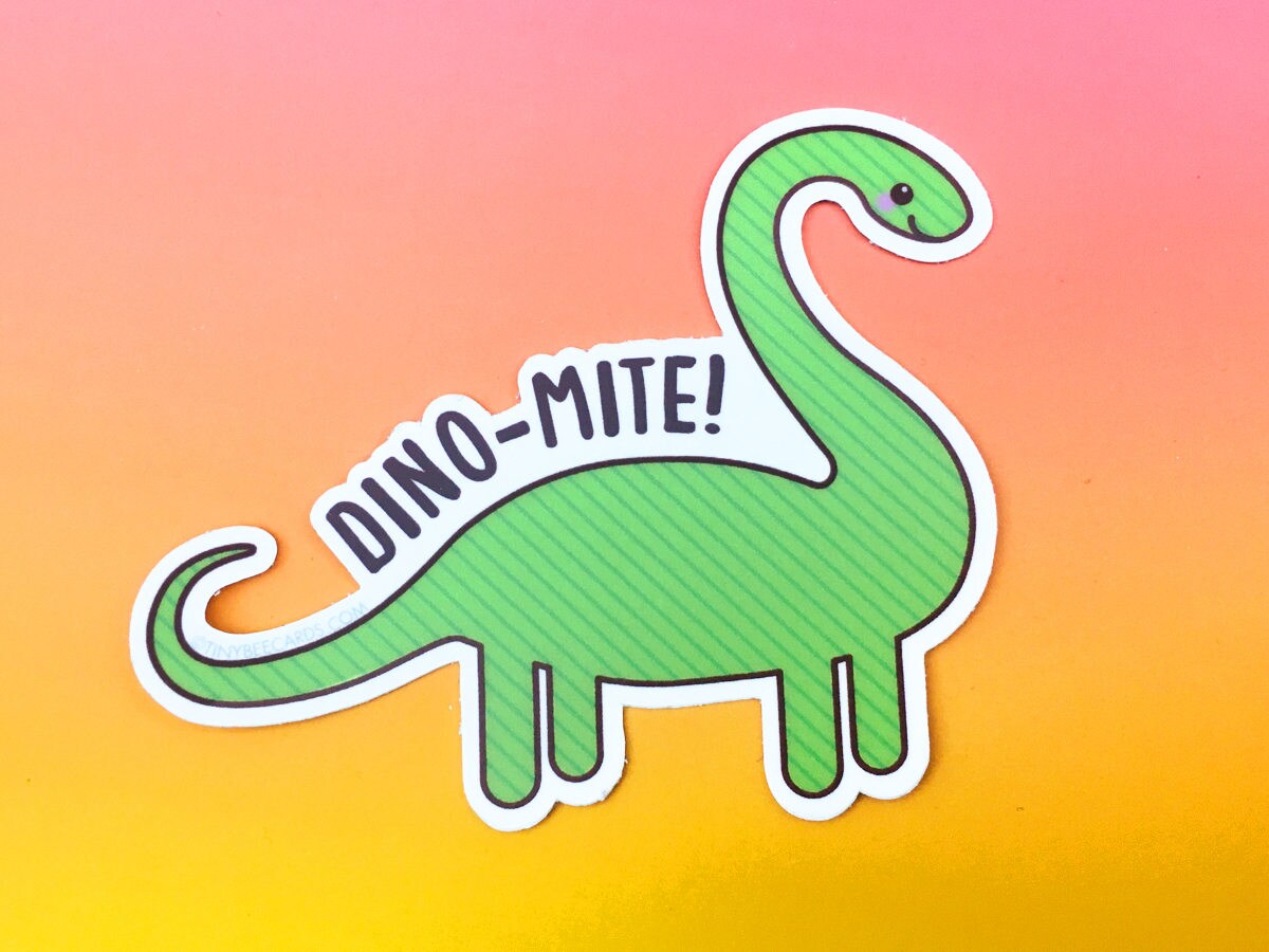 Dinosaur Vinyl Sticker dino-mite Funny Pun | Etsy