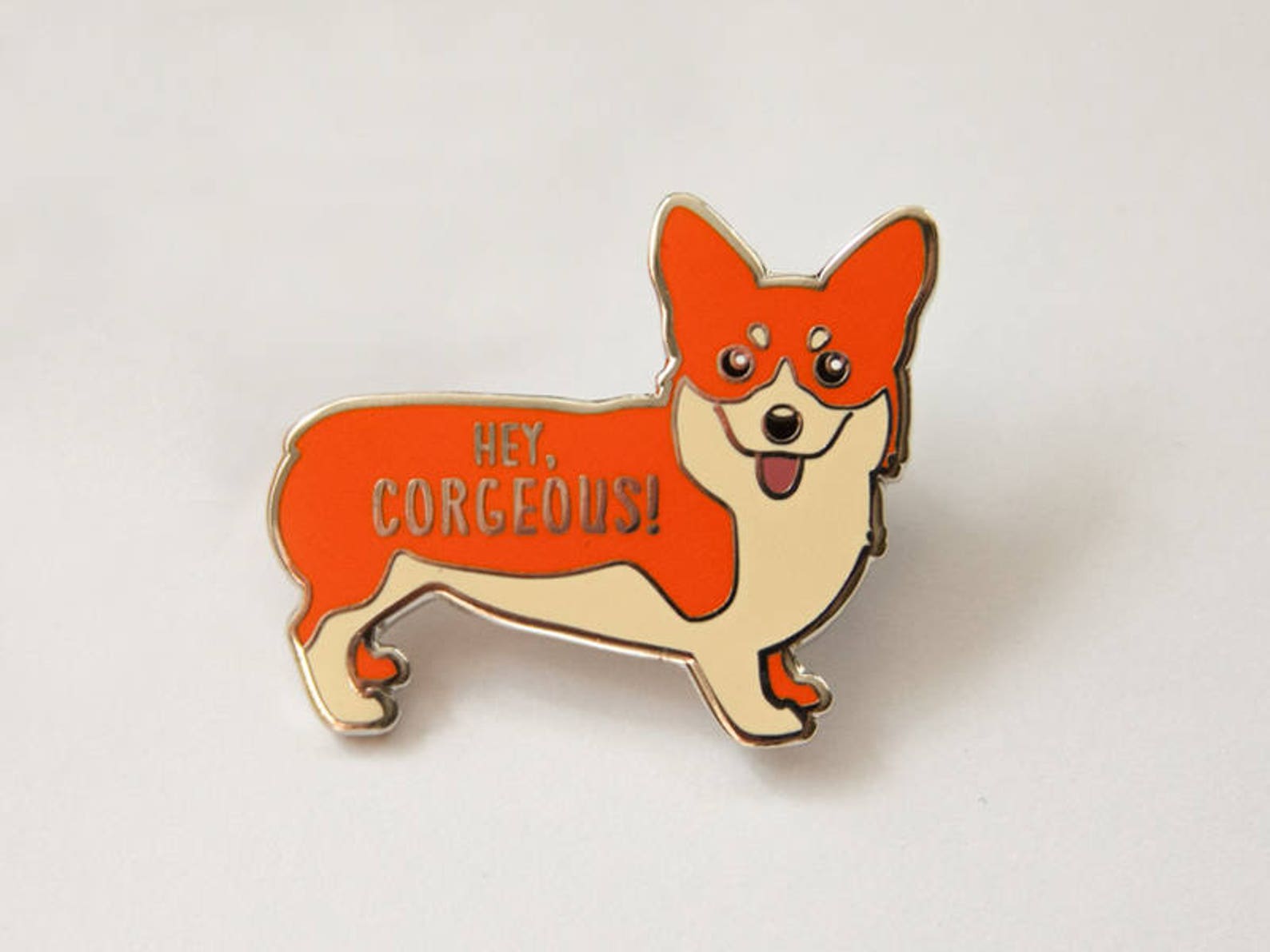 Corgi Hard Enamel Pin Hey Corgeous Pun Cute Corgi Gifts | Etsy