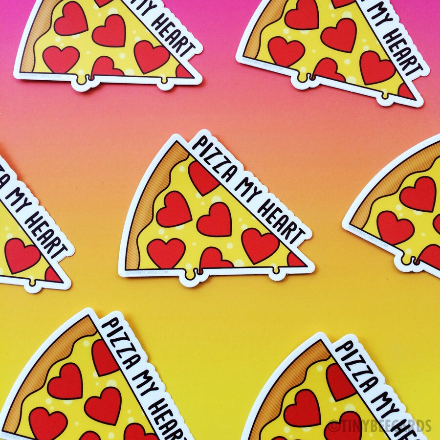Pizza Vinyl Sticker pizza My Heart Pizza Lover | Etsy