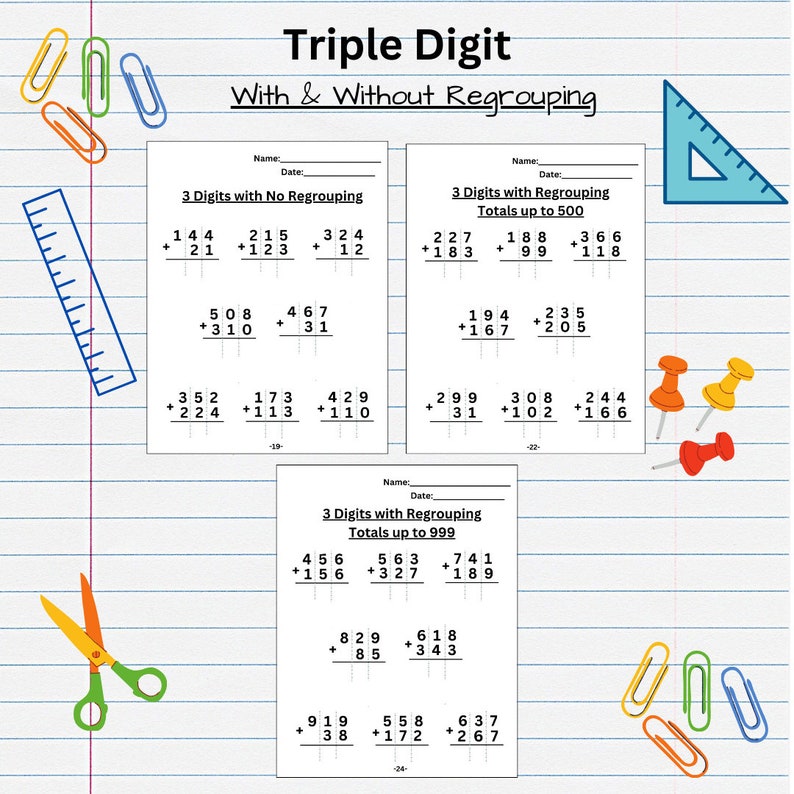 Second Grade Addition Worksheets, Printable Math Workbook, Single Digit ...