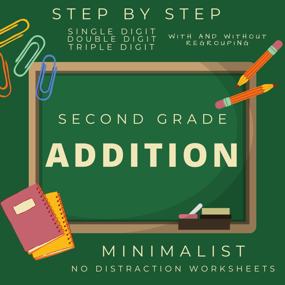 Second Grade Addition Worksheets, Printable Math Workbook, Single Digit ...