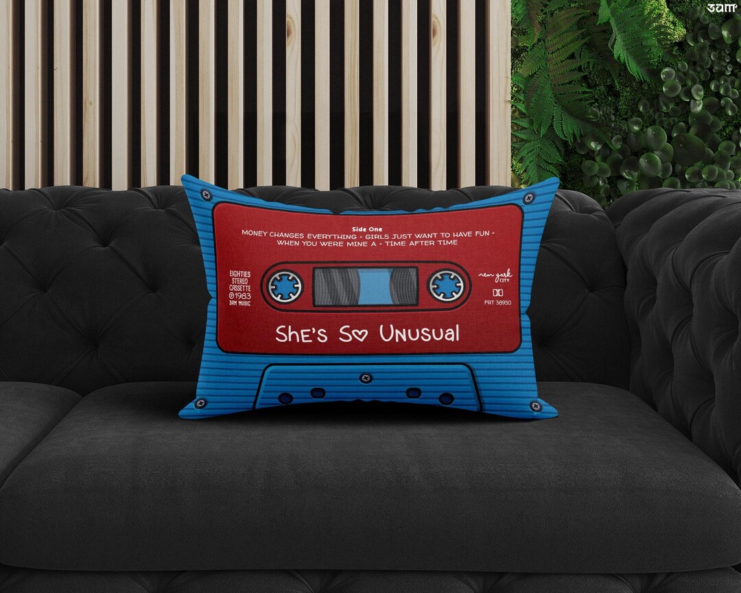 She’s so Unusual Cassette Tape Pillow • 1983 Pop Album Design, Blue ...