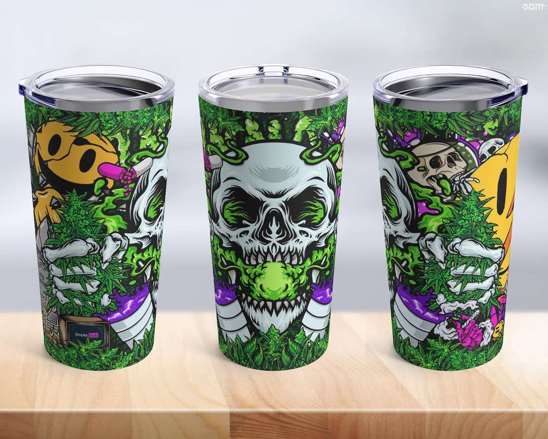 Fighting Demons Tumbler 20oz Weed, Skull, Party Cup, Bar Accessories ...