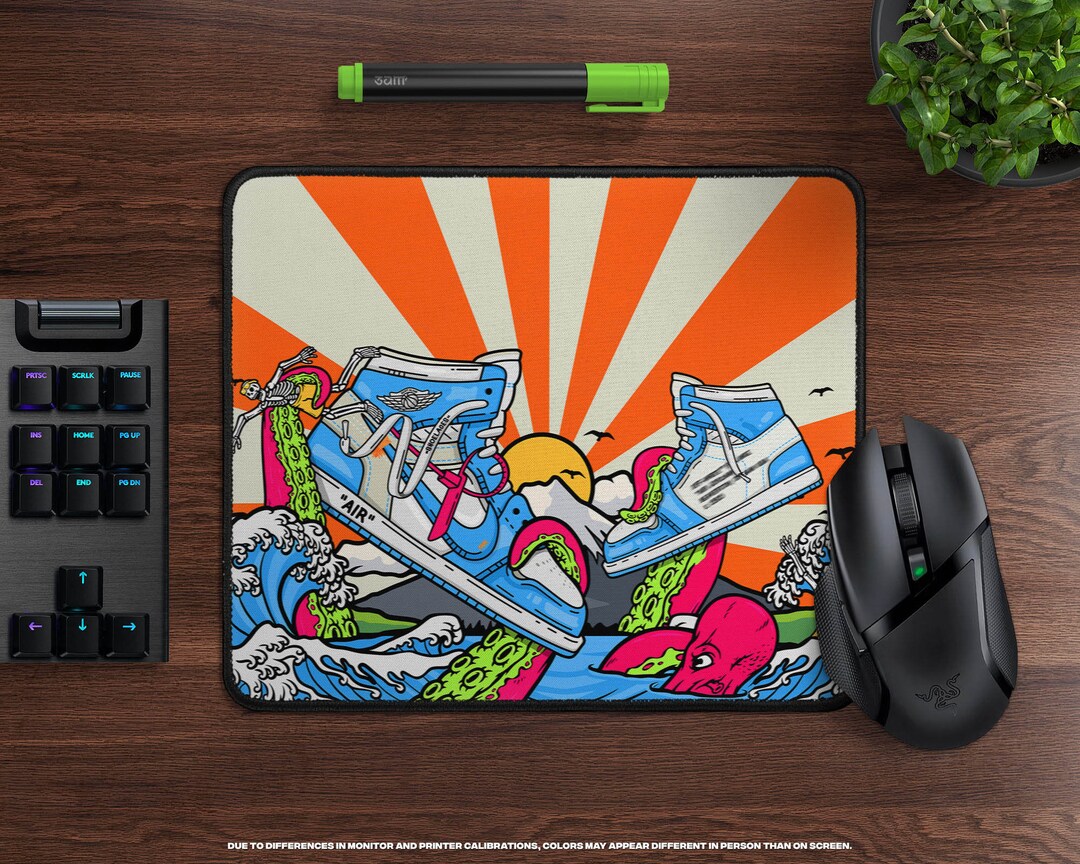 Japanese Waves Owxuncblue Sneaker Mouse Pad Sneakerhead Gaming Mousepad ...