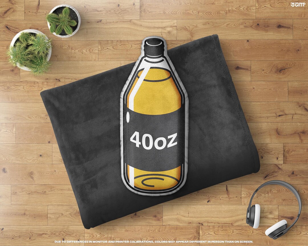 40oz Beer Shaped Pillow 1990s-inspired Bottle Design With Black Label ...