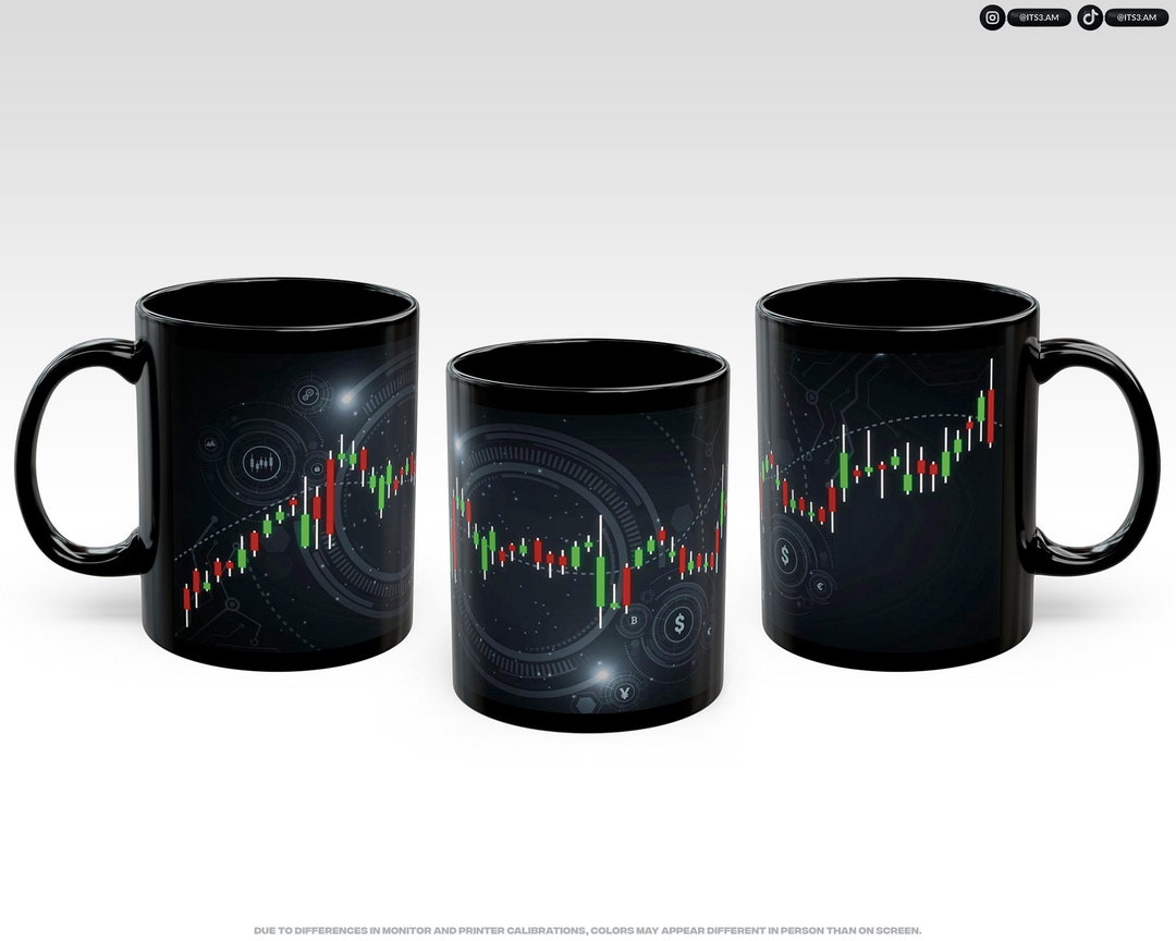 Candlesticks Black Ceramic Mug for Daytraders, Bitcoin Enthusiasts ...