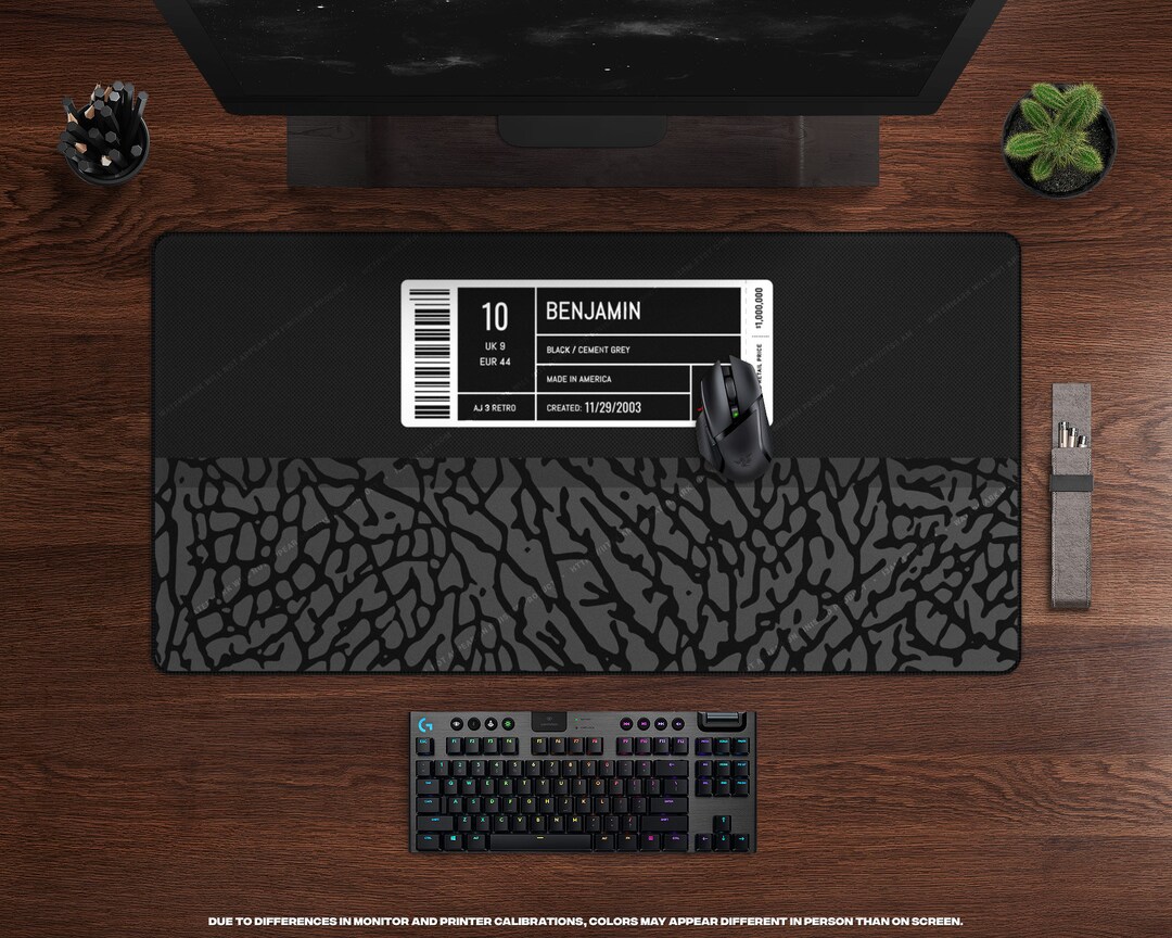 Custom Elephant Print Desk Mat • Personalized Gift, XL Gaming Mouse Pad ...