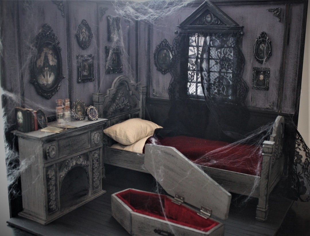 Gothic & Haunting - Gothic/antique/dark Doll Bedroom Diorama - Blythe ...