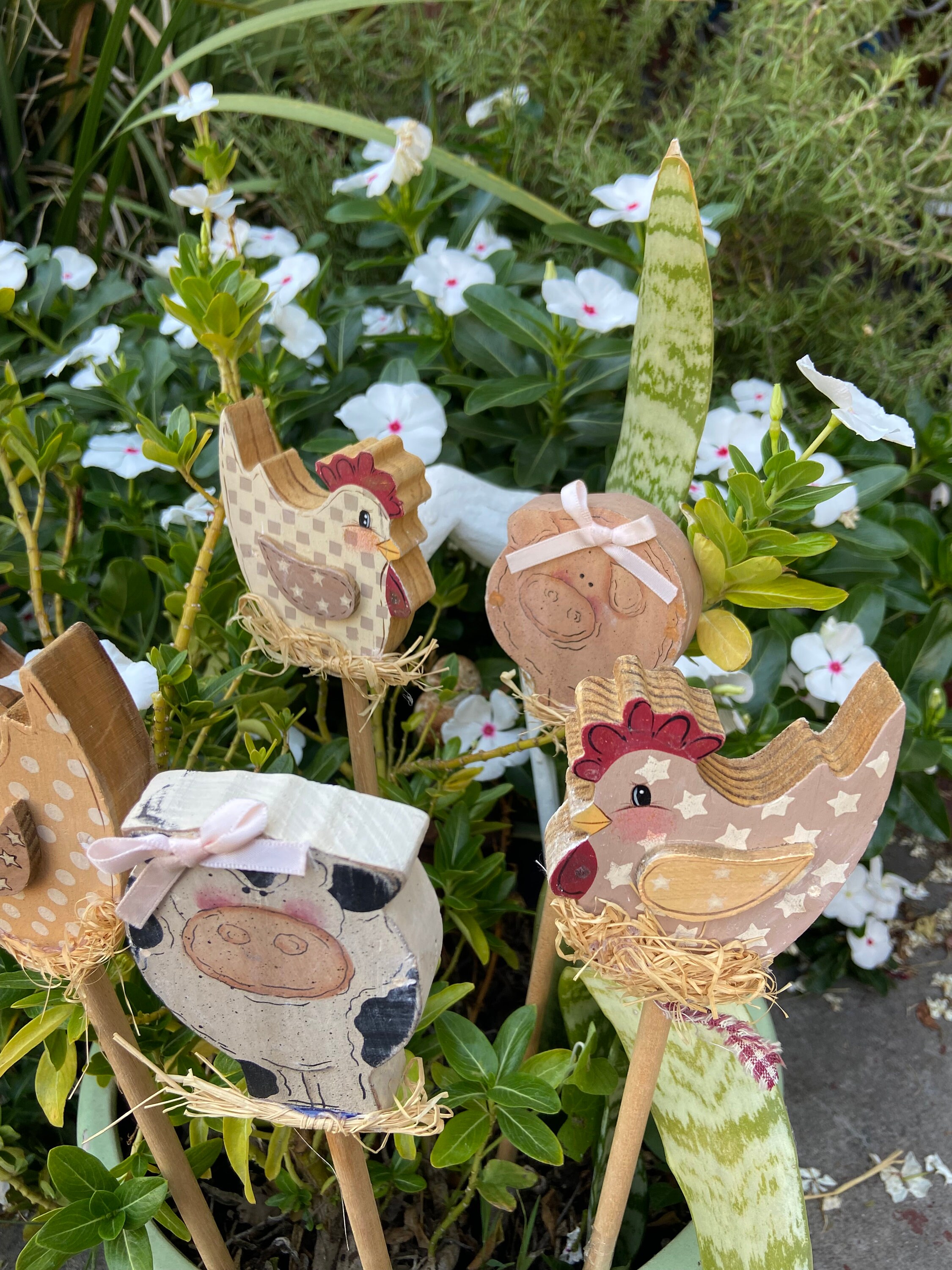 Farm Animals Plant Sticks, Rustic Garden Decor, Farmhoouse, 3 .5 Inches ...