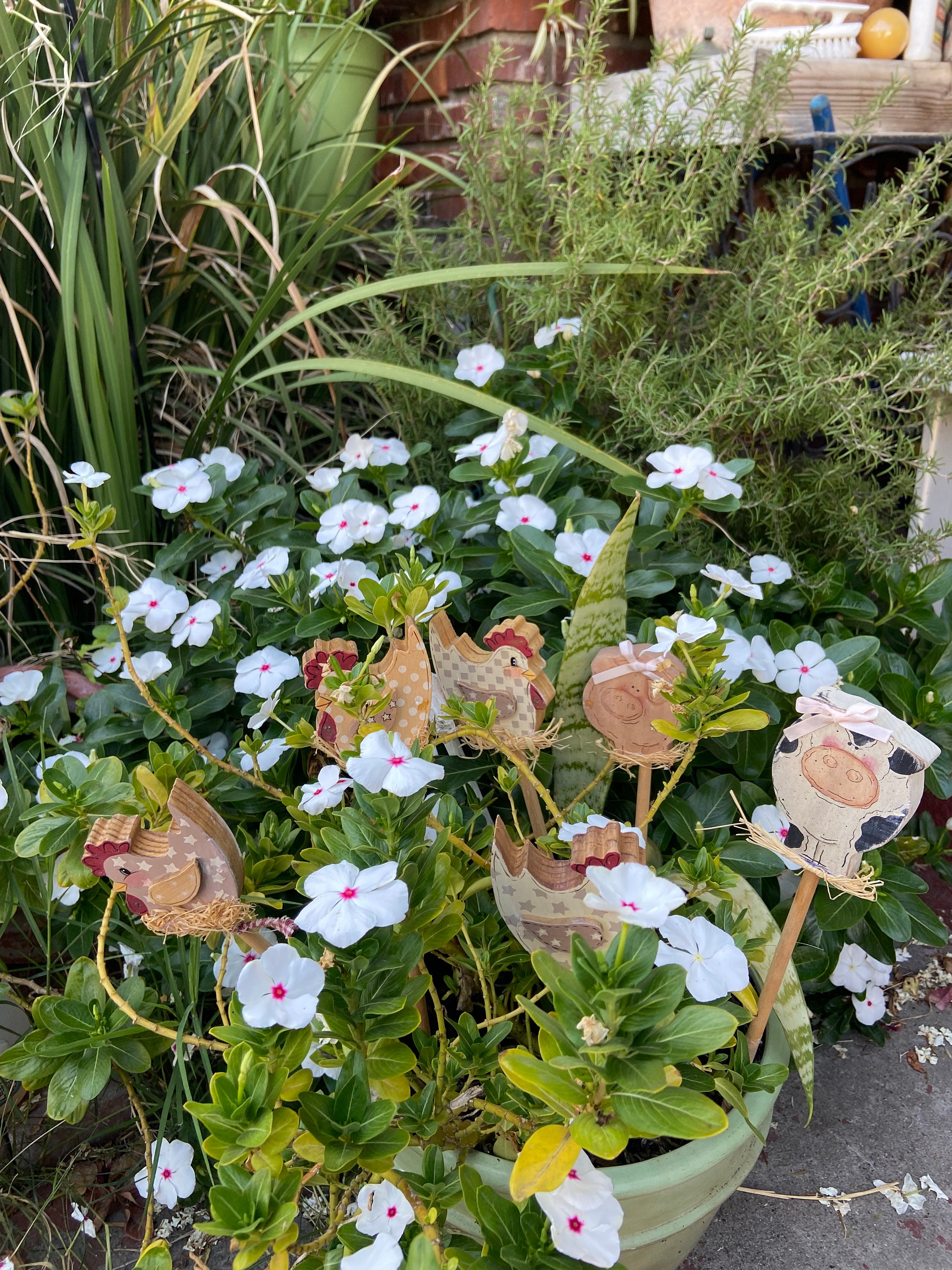 Farm Animals Plant Sticks, Rustic Garden Decor, Farmhoouse, 3 .5 Inches ...