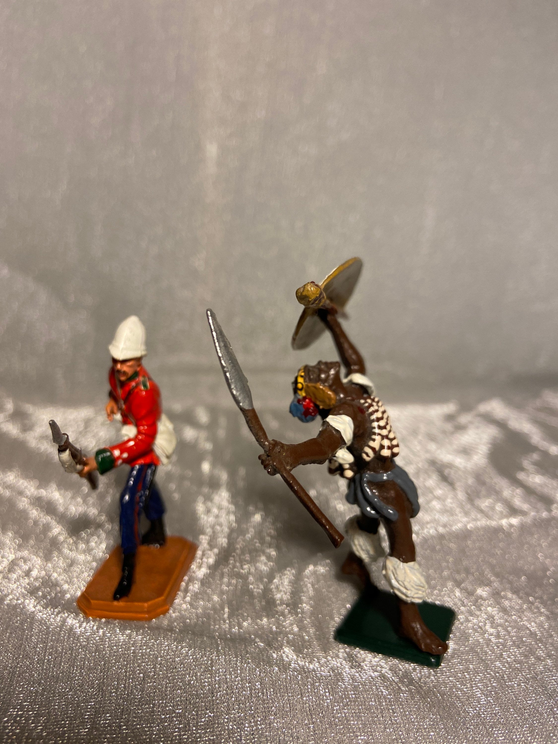 2 Zulu War Painted Miniature Tin Toy Soldier 1 Zulu Warrior and ...