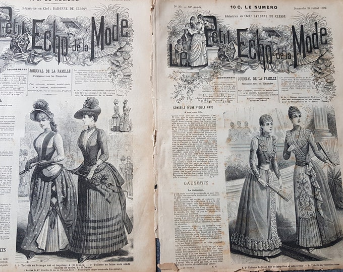 Le Petit Echo De La Mode French Newspaper Magazine Covers Antique ...