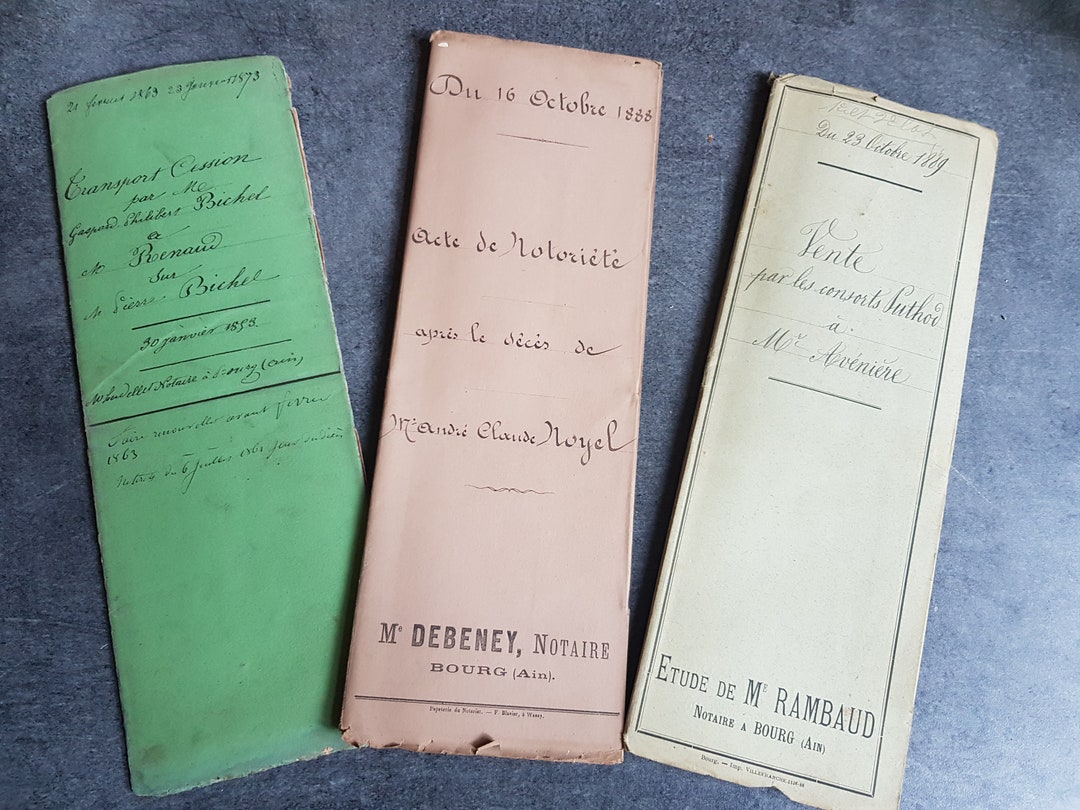 Set of 3 Antique French Handwritten Legal Documents Dating From 1873 ...