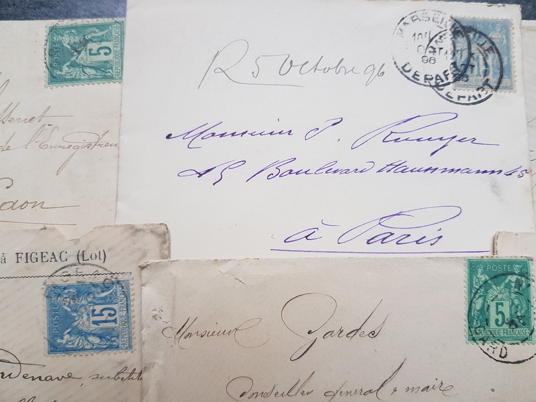 Set of 12 Very Old Envelopes From France - 1800s Ephemera - Scrap Book ...
