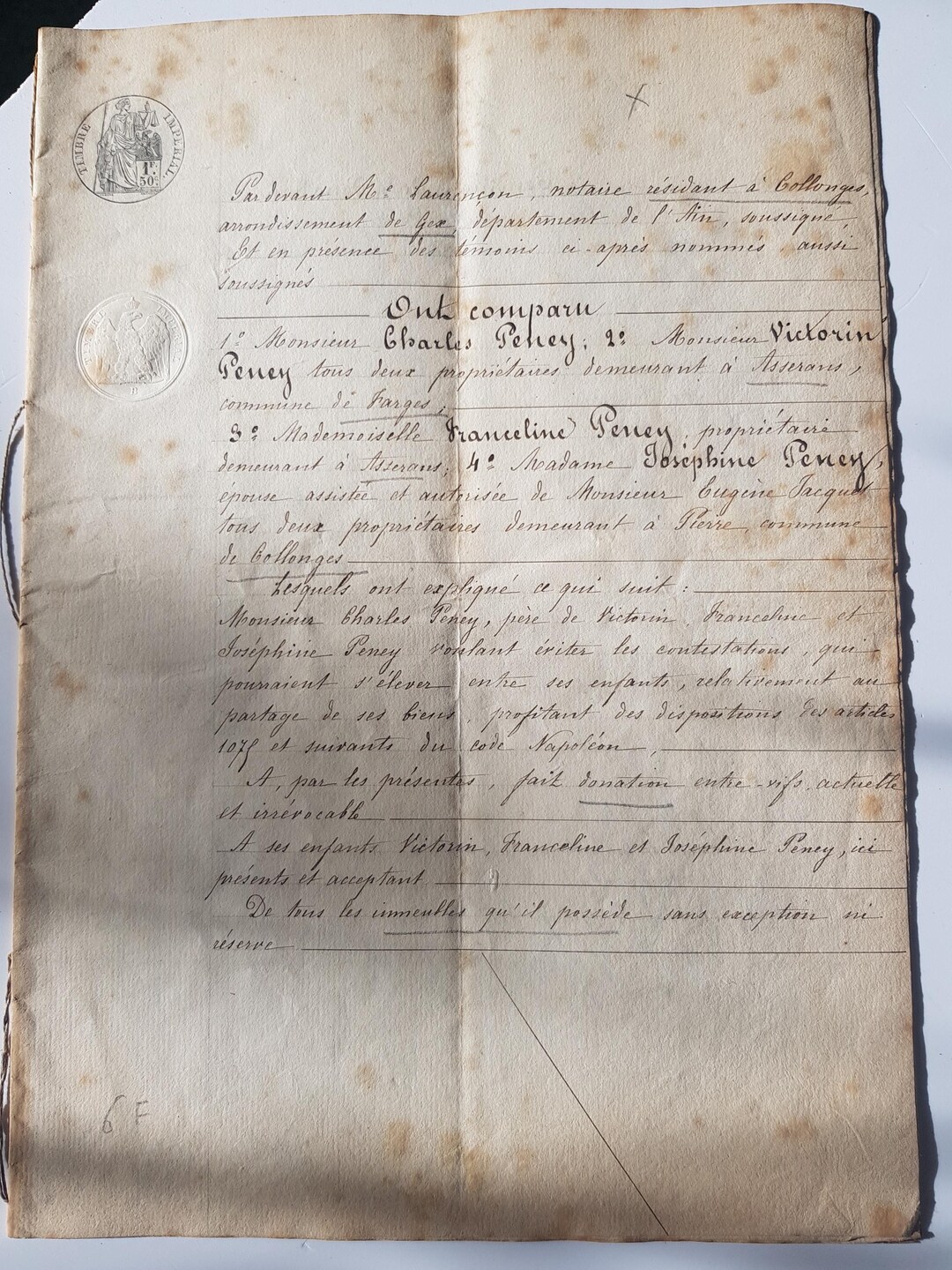 Handwritten Old French Legal Documents Dating From 1825 Ephemera Junk ...