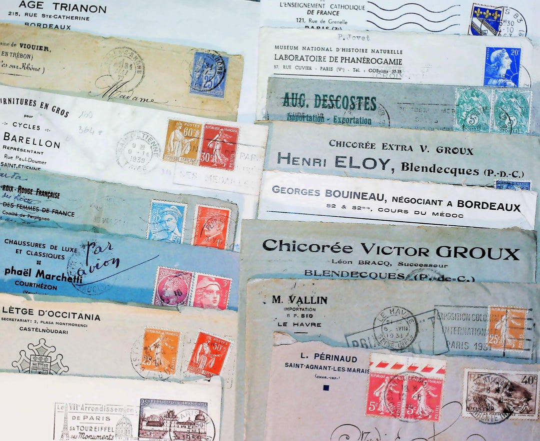 1930s French Vintage Envelopes – Antique Paper Ephemera – Old French ...